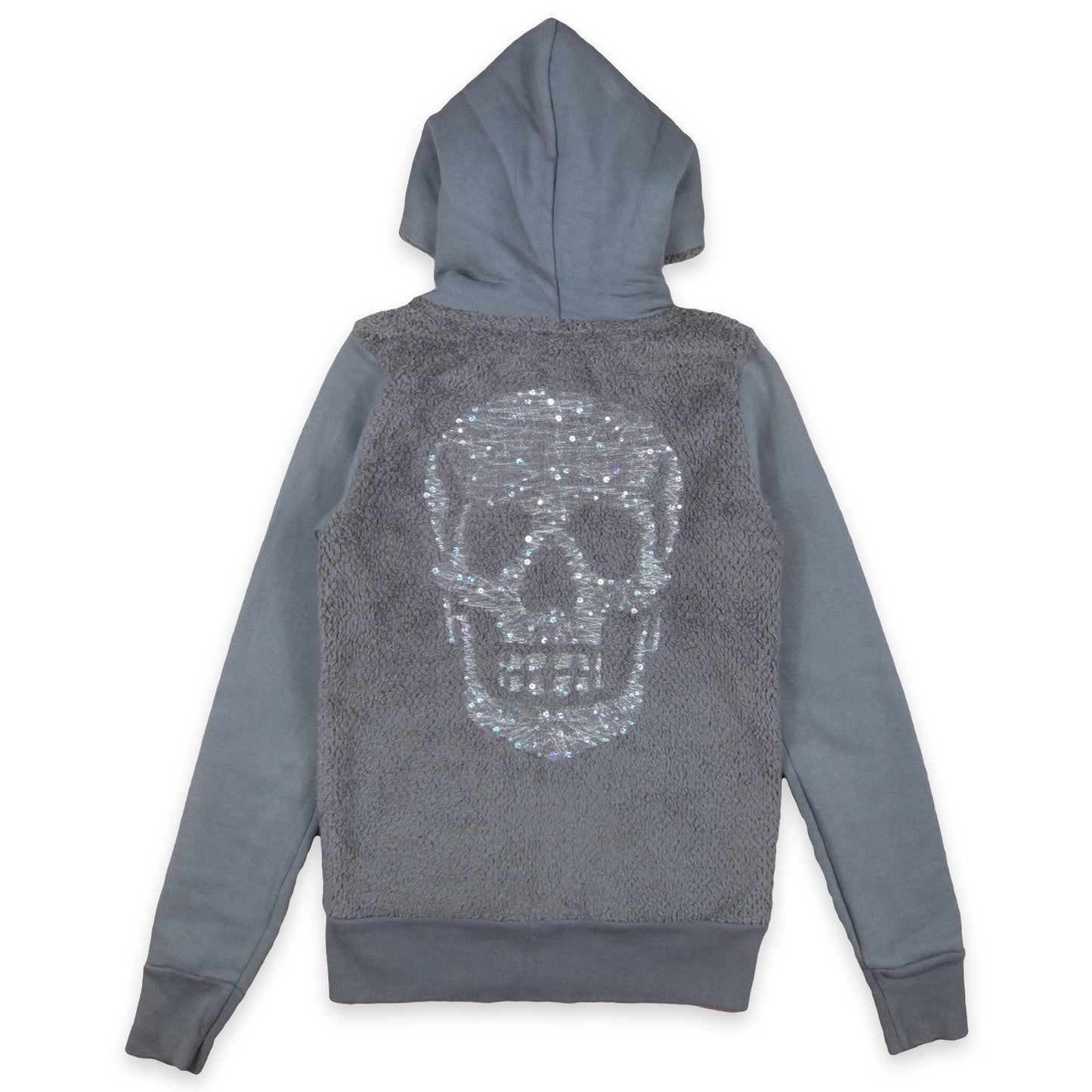 Hysteric Glamour Sequin Skull Logo Fleece Hybrid Zip Up Hoodie – SaolMortem